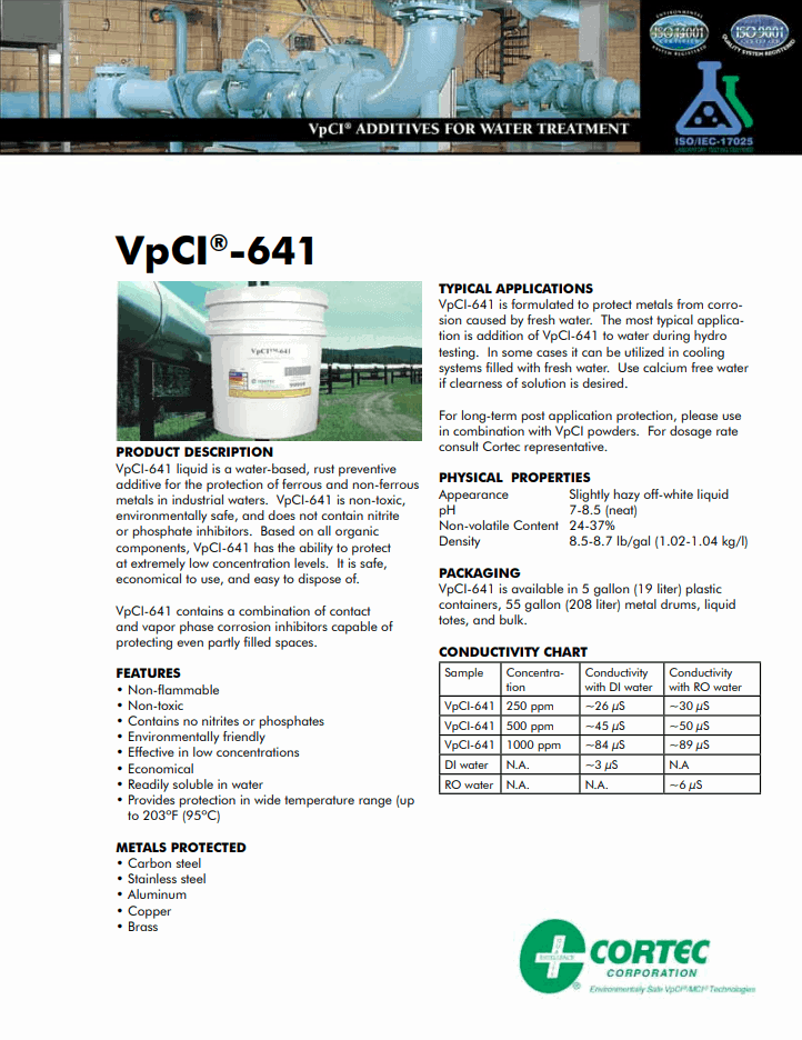 VpCI®-641 Series - Cortec Water Treatment
