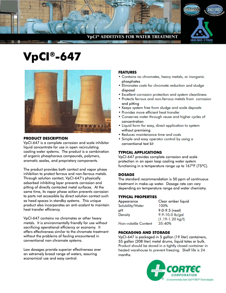 VpCI®-647 - Cortec Water Treatment