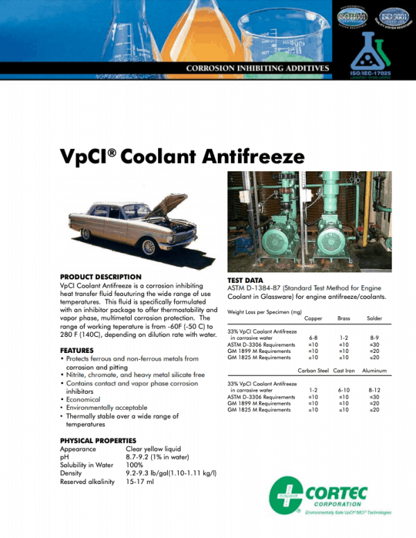 VpCI® Coolant Antifreeze - Cortec Water Treatment